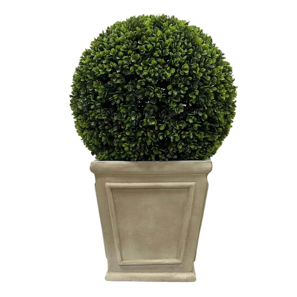 Seafuloy 1.91 ft. Height Artificial Potted Boxwood Tree Topiary Ball ...