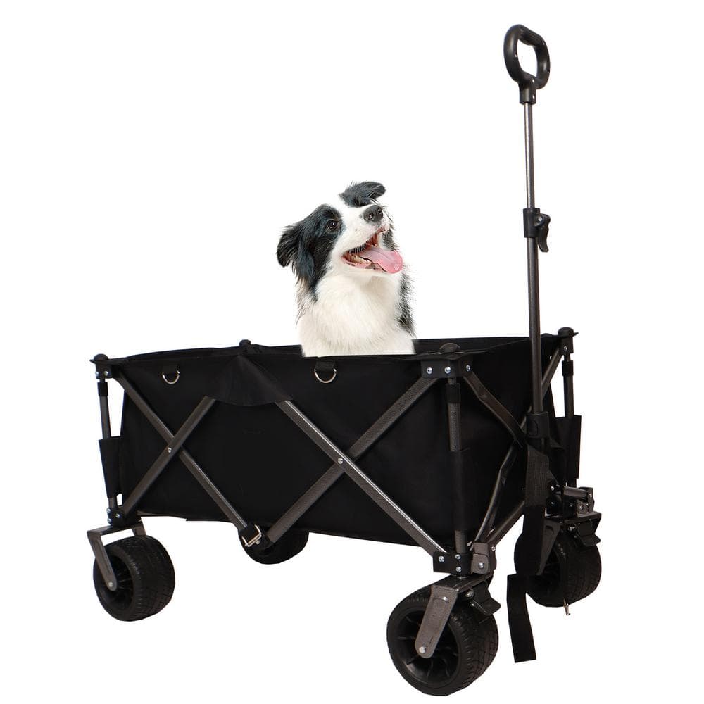 12 cu ft. Heavy-Duty Foldable Beach Wagon Cart with Big Wheels, Steel ...