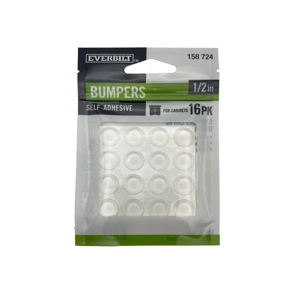Everbilt 1/2 in. Clear Self-Adhesive Round Bumper (16-Pack) 41-H1007 ...