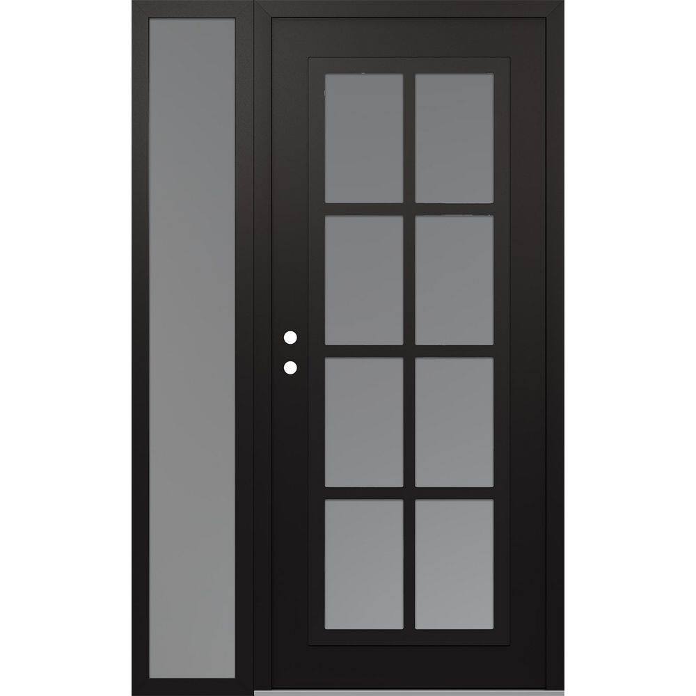 Tessari Doors C16 50 in. x 80 in. Black P Right-Hand/Inswing Frosted ...