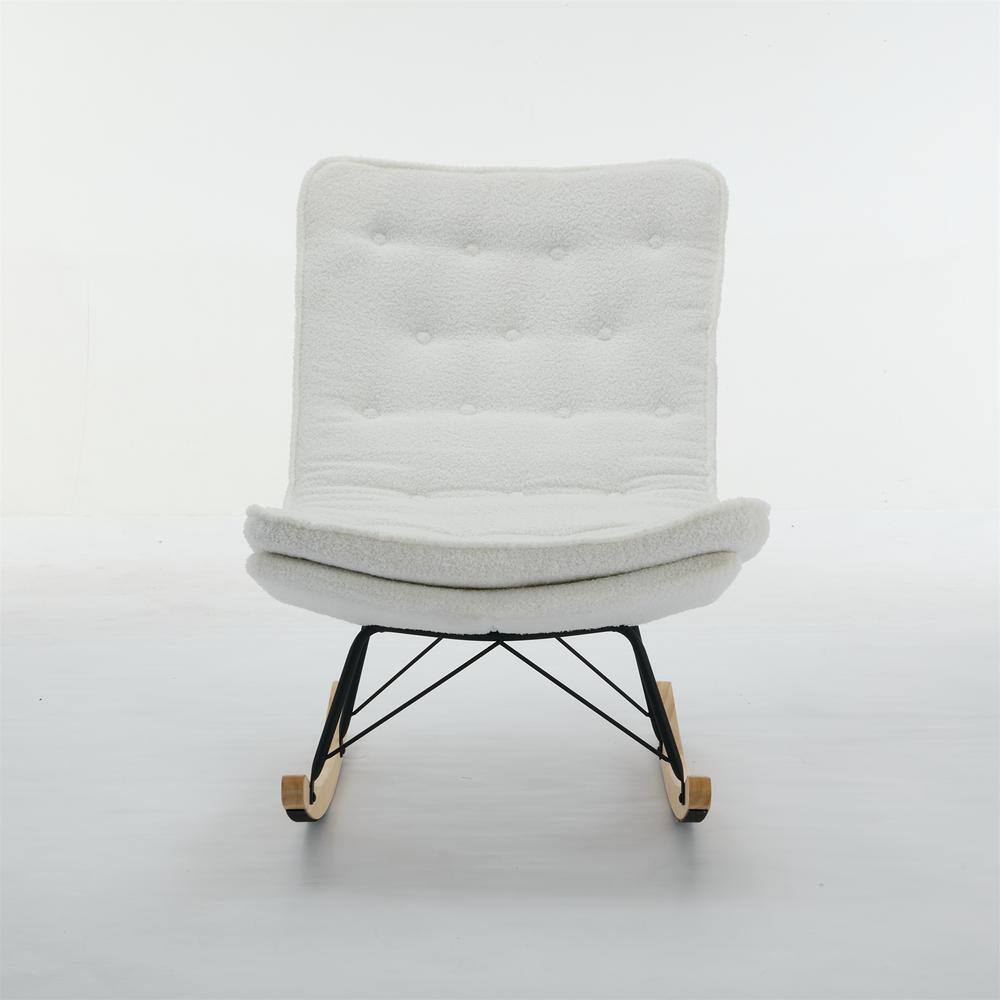 Metal Outdoor Lounge Chair, Comfortable Rocking Chair with Wood Base ...