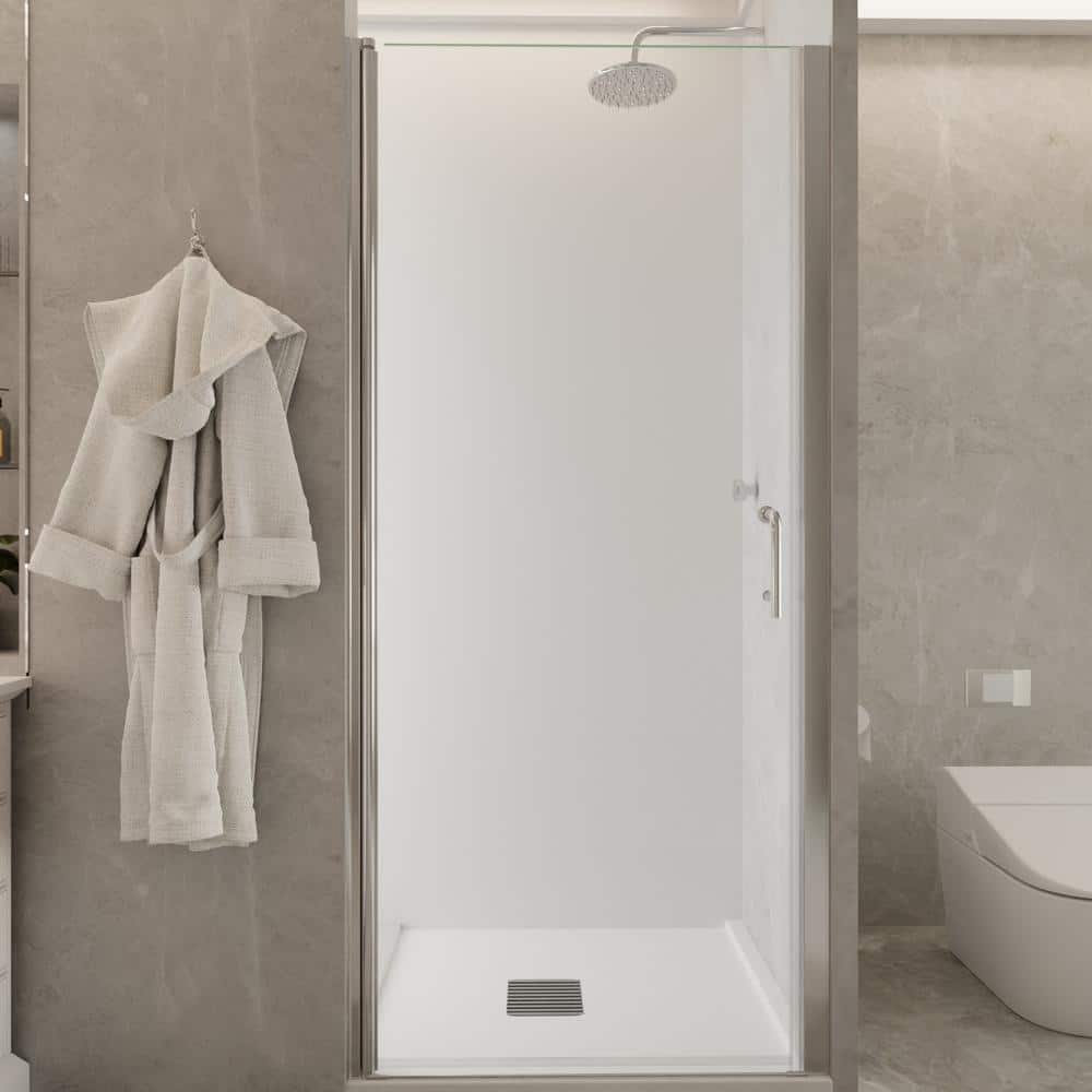 ExBrite 34 to 36 in. W x 72 in. H Pivot Frameless Shower Door in Chrome ...