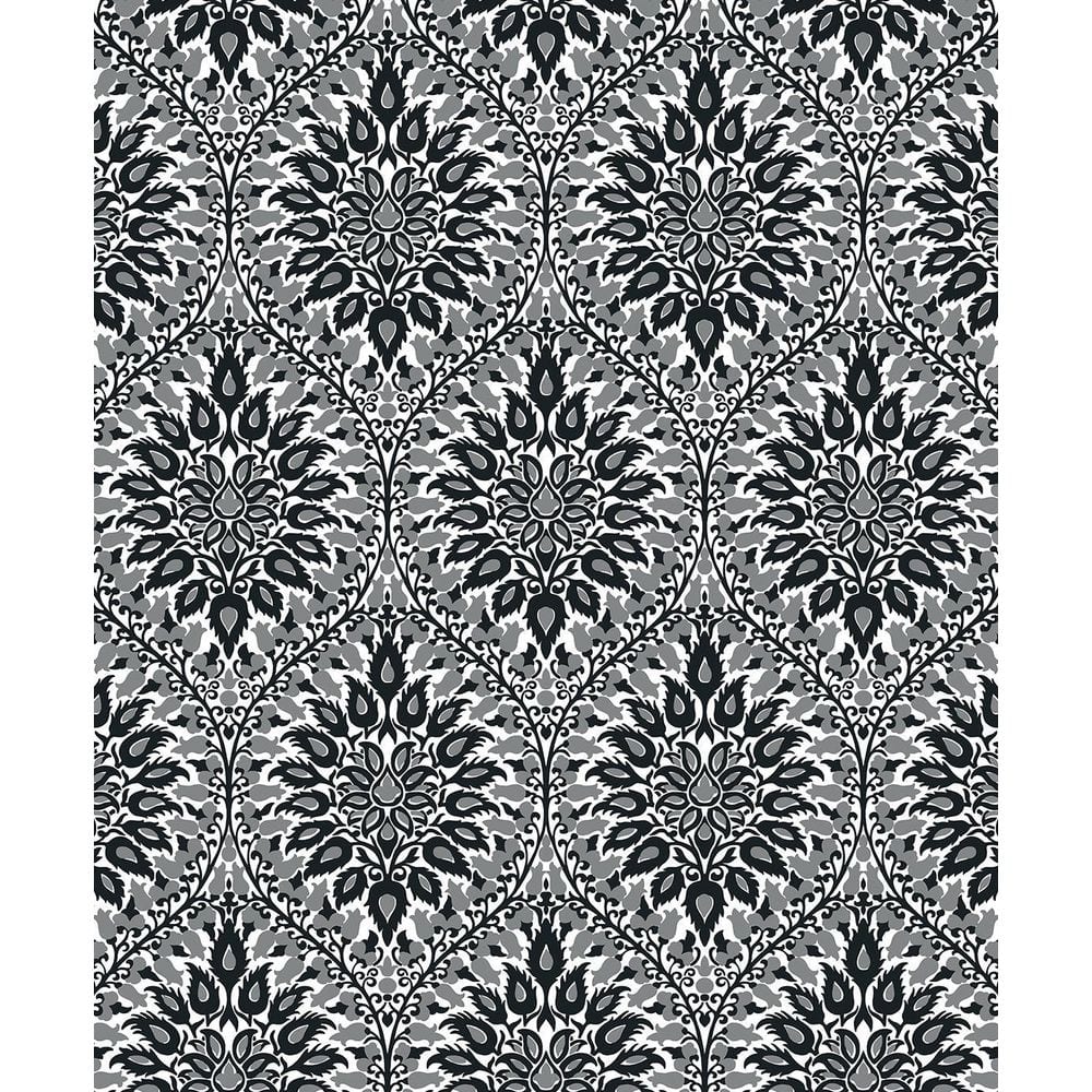 Seabrook Designs 57.5 sq. ft. Ebony and Argos Grey Luna Ogee Unpasted ...