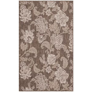 Nourison Garden Oasis Mocha 5 ft. x 7 ft. Nature-inspired Contemporary ...