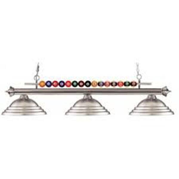 Shark 3-Light Brushed Nickel with Stepped Brushed Nickel Shade Billiard ...