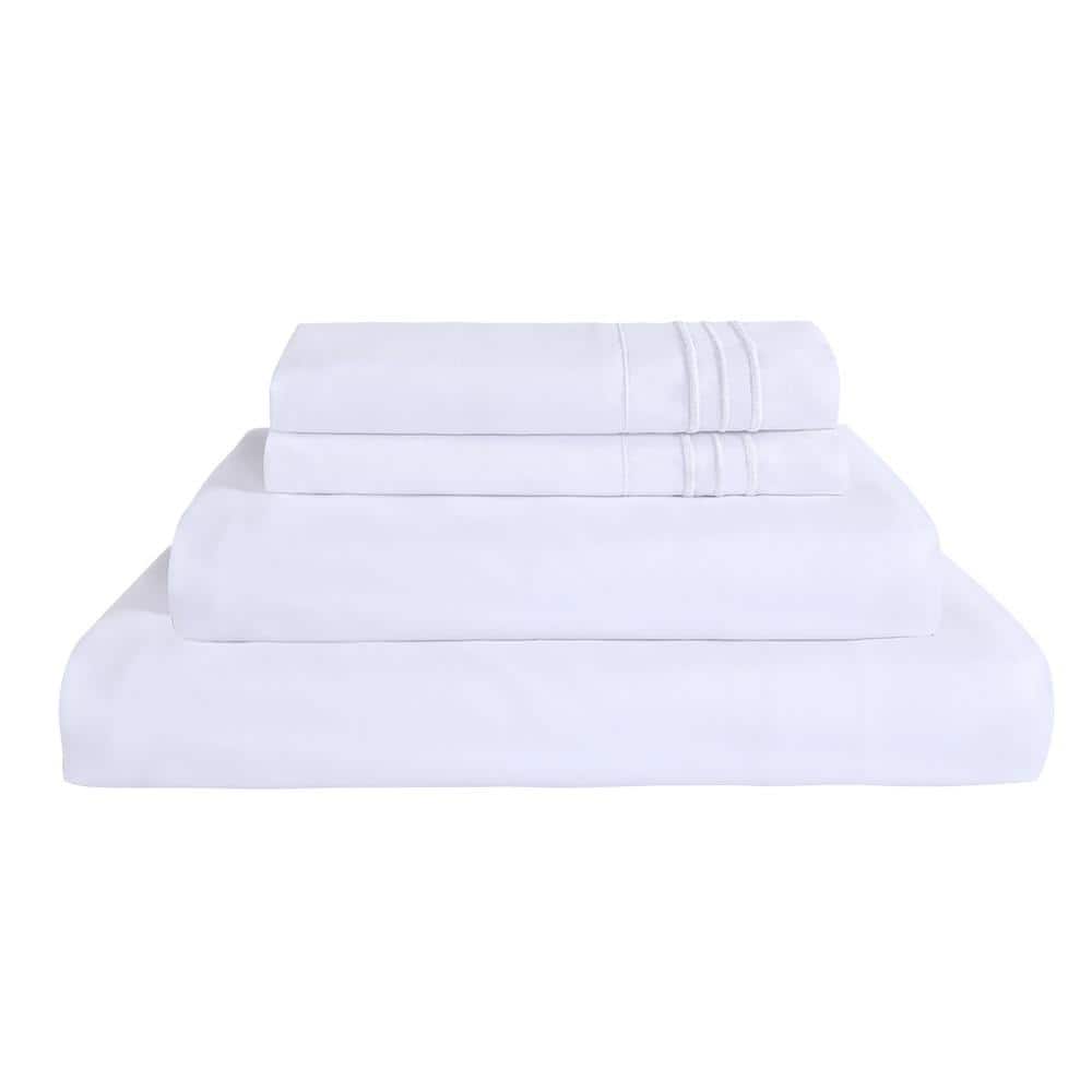 JML 4 Piece White Microfiber King Bed Sheet Set BSS4-E-White-K - The ...