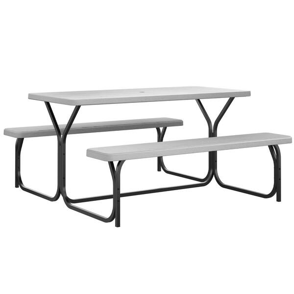 DEXTRUS 4.5 ft. Rectangular Outdoor Picnic Table Bench Set with 59 in ...