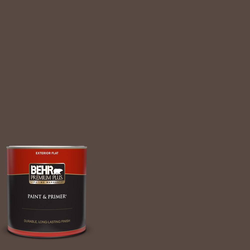 BEHR PREMIUM PLUS 1 qt. #780B-7 Bison Brown Flat Exterior Paint ...