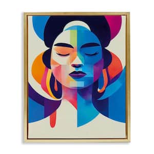 Stupell Industries Bold Hue Woman's Face by Incado Brown Floater Frame ...
