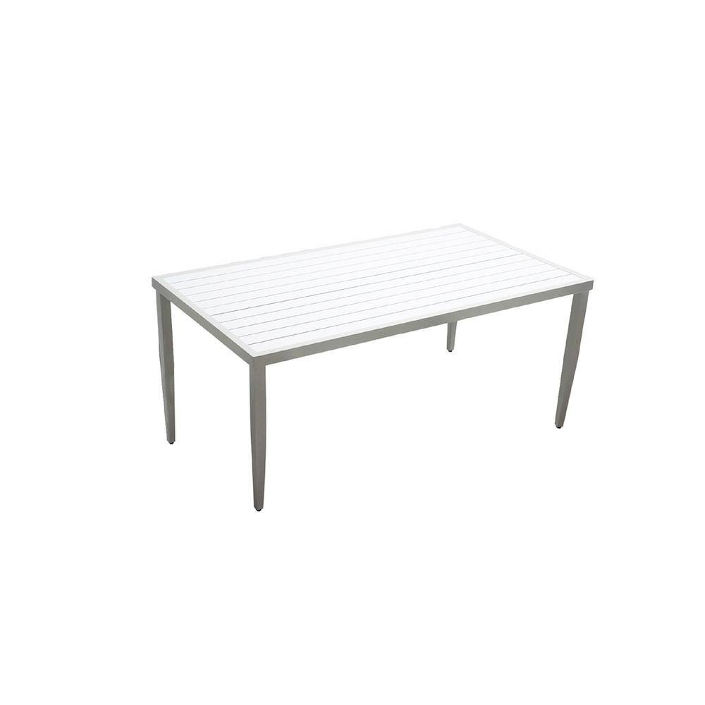Matte White and Grayish Outdoor 40 in. x 70 in. Rectangle Patio Dining ...
