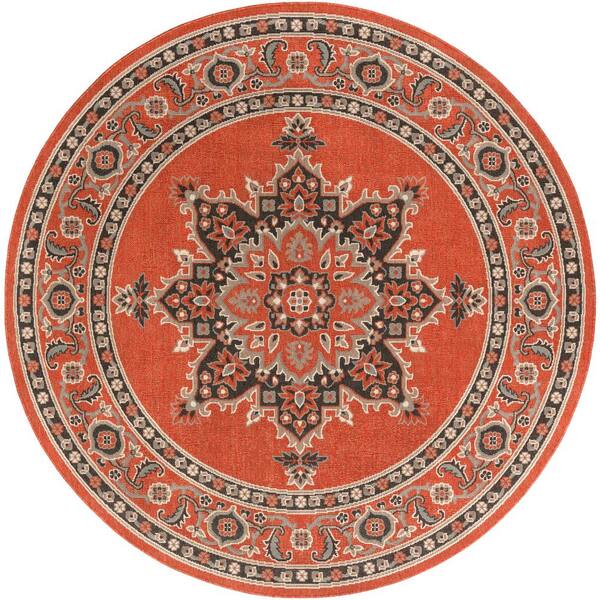 Artistic Weavers Felix Burnt Orange 7 ft. 3 in. x 7 ft. 3 in. Round ...