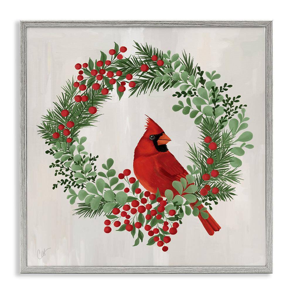 Stupell Industries Perched Cardinal Festive Wreath by Cat Thurman ...