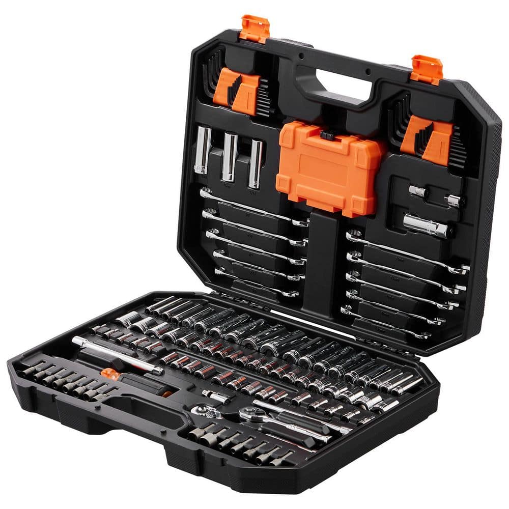 SKYSHALO 145 Pcs Mechanics Tool Set, 1/4 in. & 3/8 in. Drive Deep ...