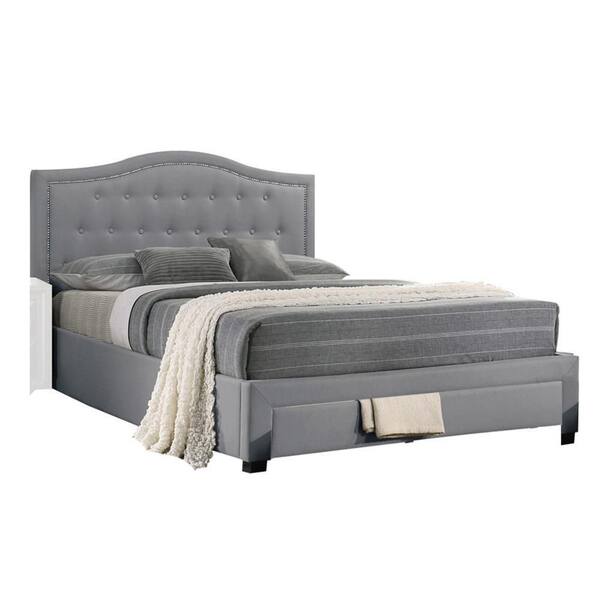 Benjara Sey Gray and Black Poplar Wood Frame King Platform Bed with ...
