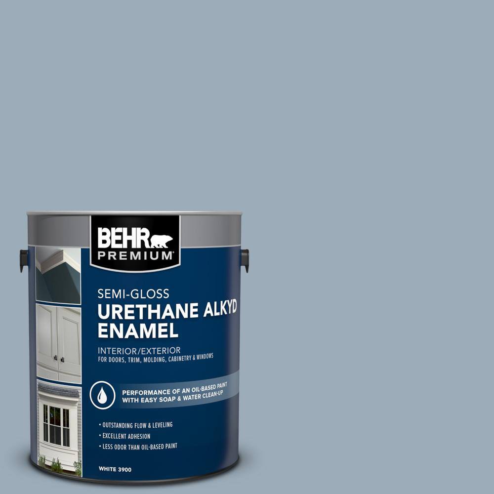 BEHR PREMIUM 1 gal. #570F-4 Blue Willow Urethane Alkyd Semi-Gloss ...