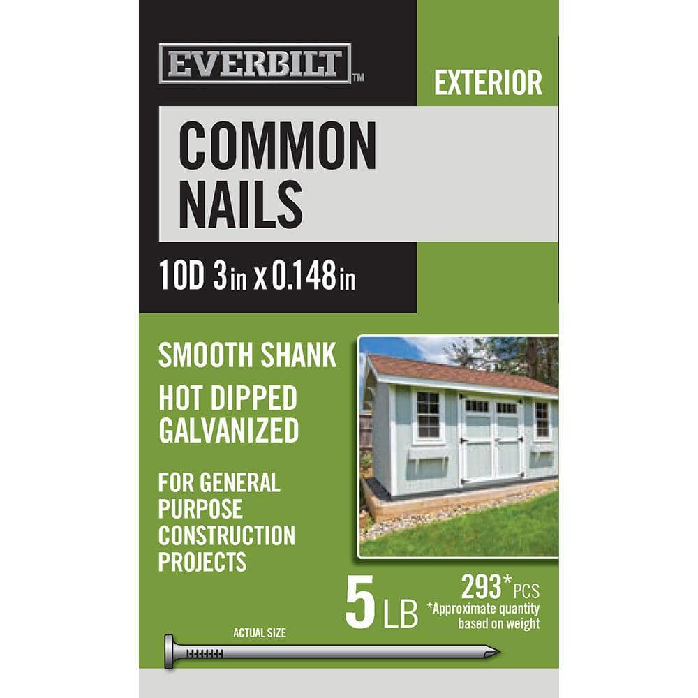 Everbilt 10D 3 in. Common Nails Hot Dipped Galvanized 5 lbs ...
