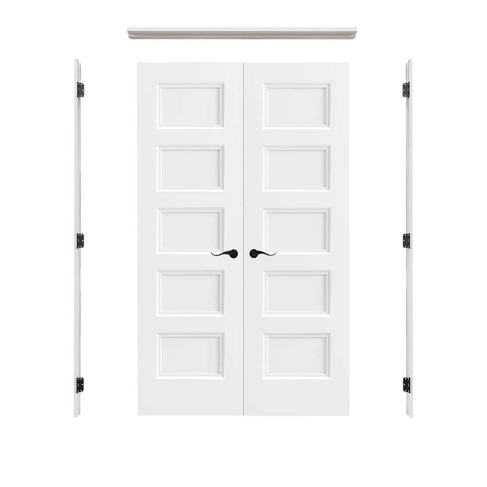 ARK DESIGN 48 in. x 80 in. Universal-Hand 5-Panel White Hollow Core ...