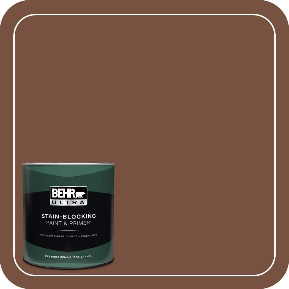 BEHR ULTRA 1 qt. #240F-7 Root Beer Semi-Gloss Enamel Exterior Paint ...