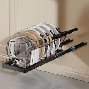 Anqtovp Black Expandable Pot Lid Organizer Rack with 10 Adjustable ...