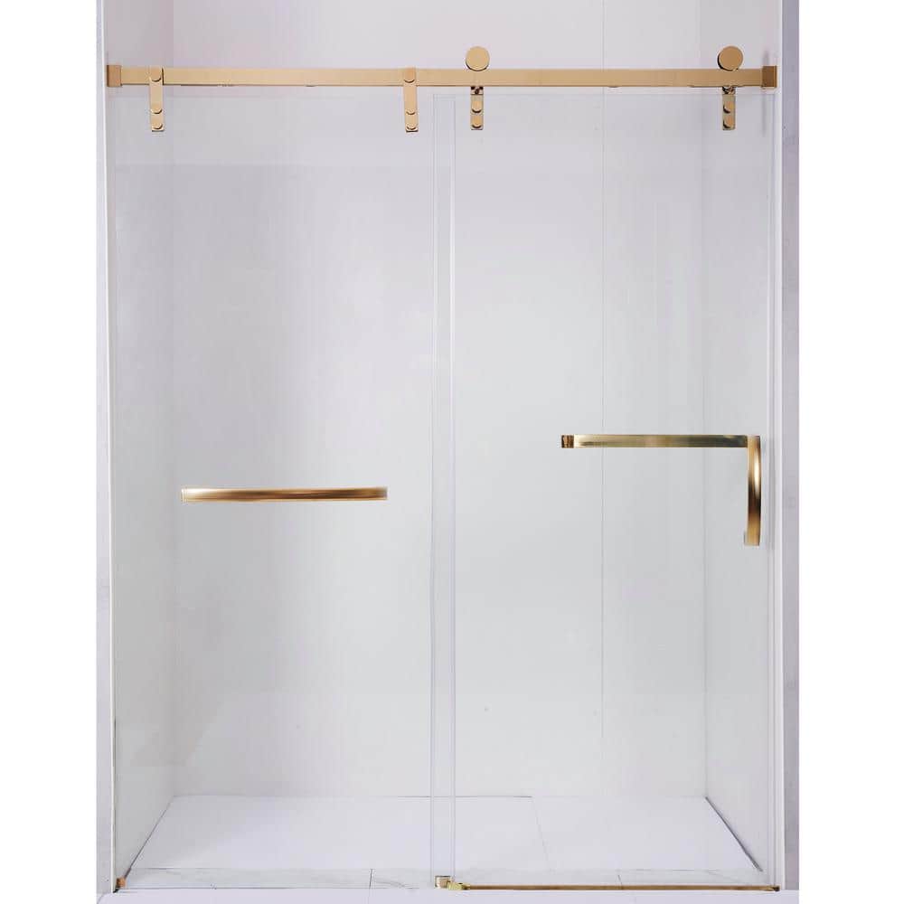 TCYO 60 in. W x 76 in. H Sliding Frameless Shower Door in Gold Finish ...