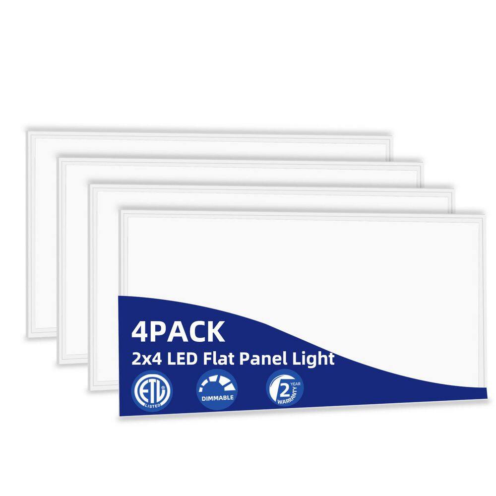Honbei 4-Pack 2 ft. x 4ft. 7800LM Integrated LED Flat Panel Light ...