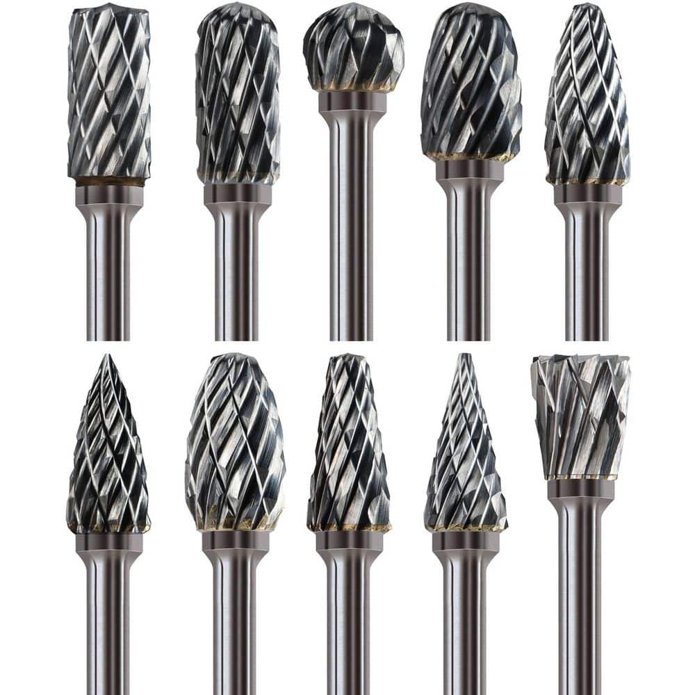 MYWISH 1/8 in. Tungsten Carbide Rotary Bit, Double-Cut Carbide Burr Kit ...