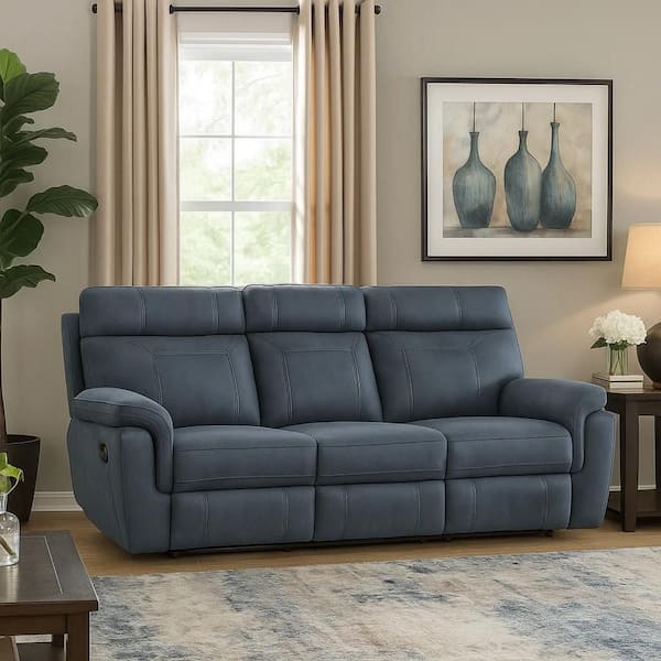 Benjara 84.5 in. Pillow Top Arm Microfiber Rectangle Gray Microfiber ...