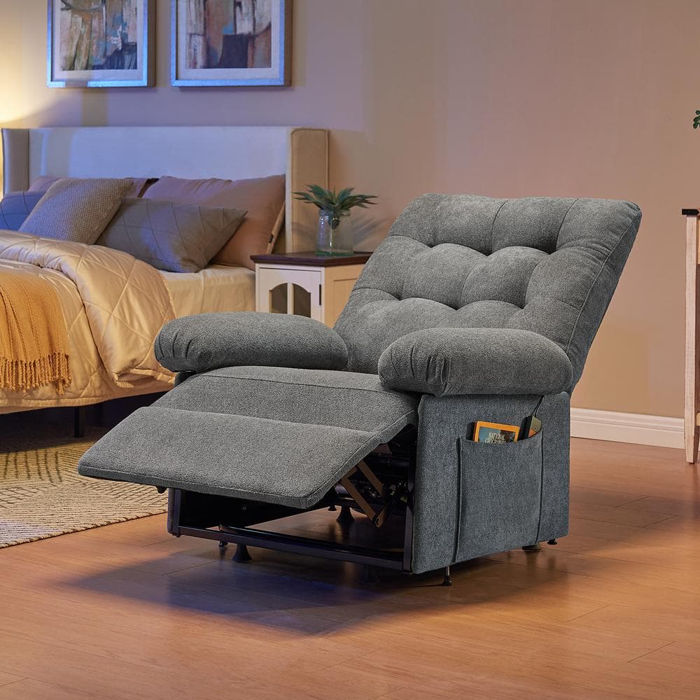 Bestier Dark Grey Linen Power Lift Recliner with Remote Control ...