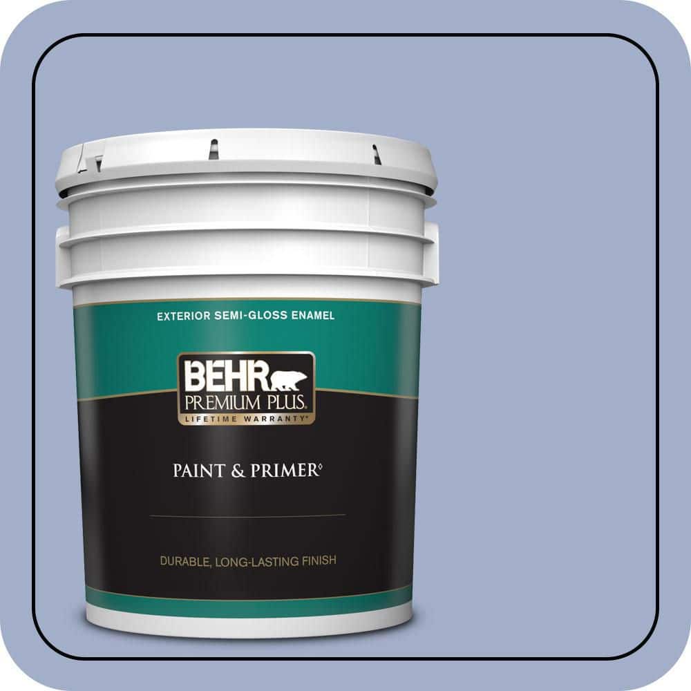 BEHR PREMIUM PLUS 5 gal. #610D-4 Bellflower Semi-Gloss Enamel Exterior ...