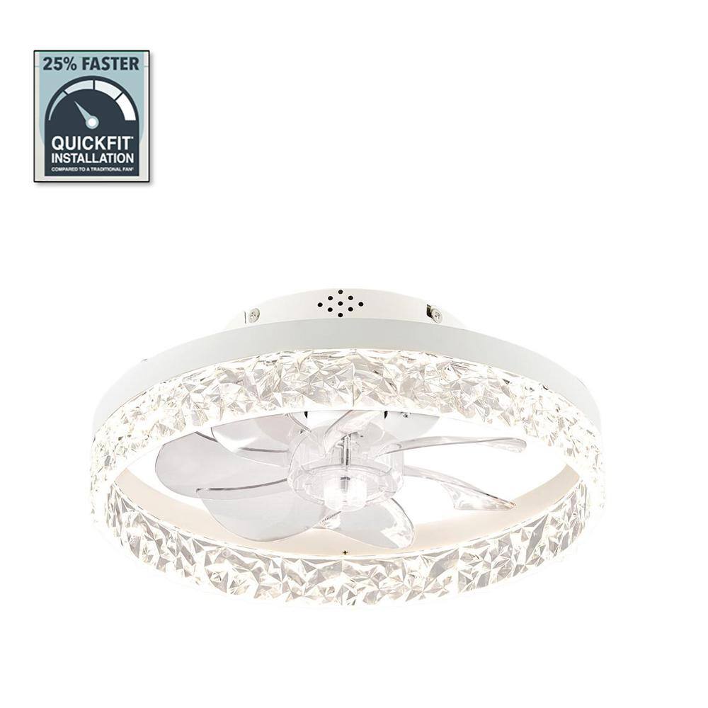 HINNIXY 15.7 in. Indoor Fresh White Flush Mount Ceiling Fan with Light ...