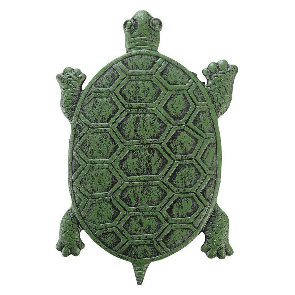 OGETFUUR 12.9 in. W x 1 in. H Cast Iron Stepping Stone, Turtle Stepping ...