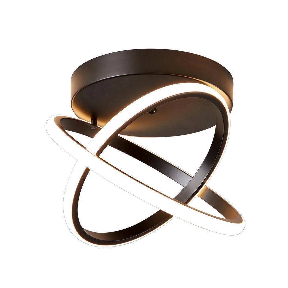 Breezary Swirl 14.2 in. 1-Light Black Integrated LED Modern Flush Mount ...