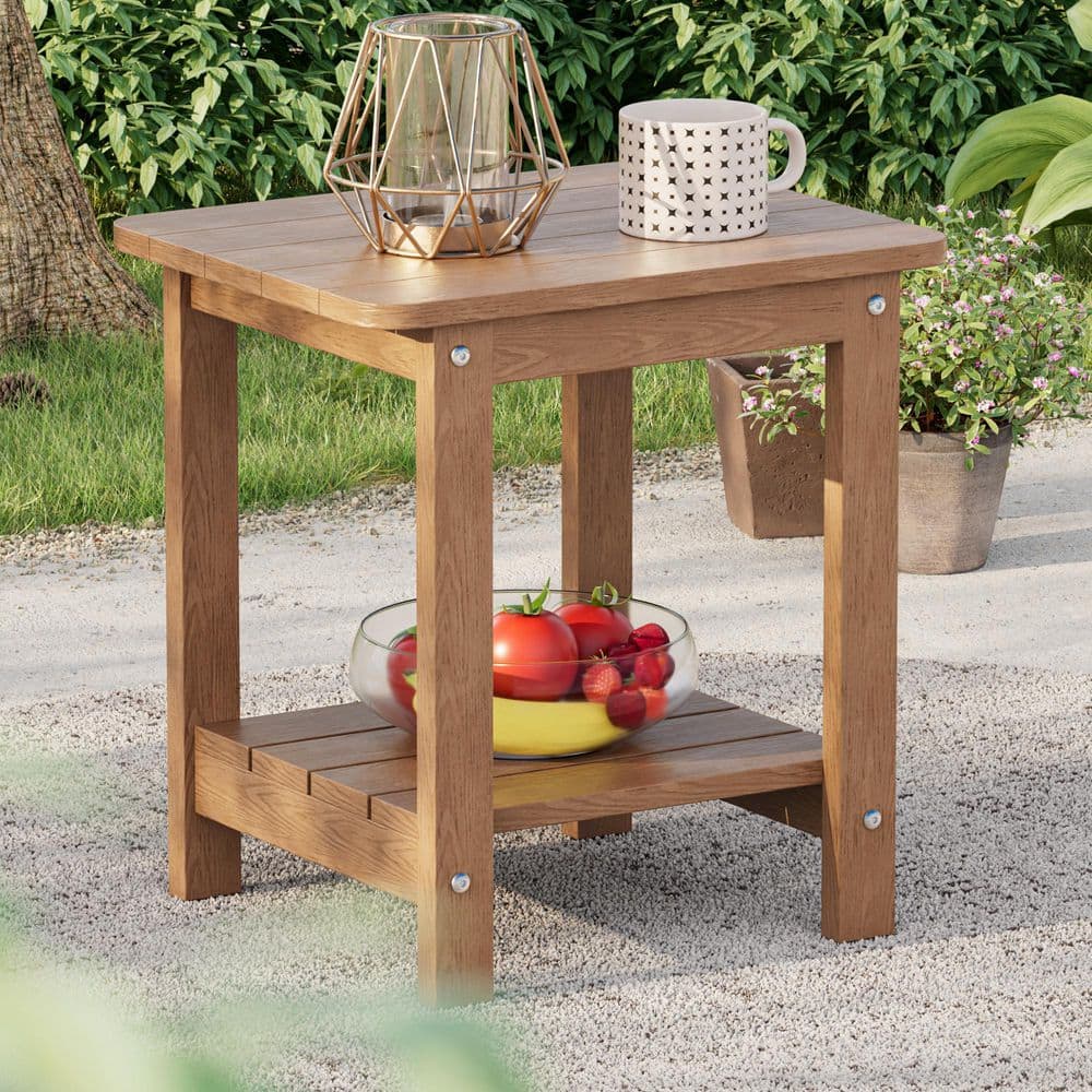 JOYESERY Small Outdoor Side Table HDPE Adirondack Patio End Table 2 ...