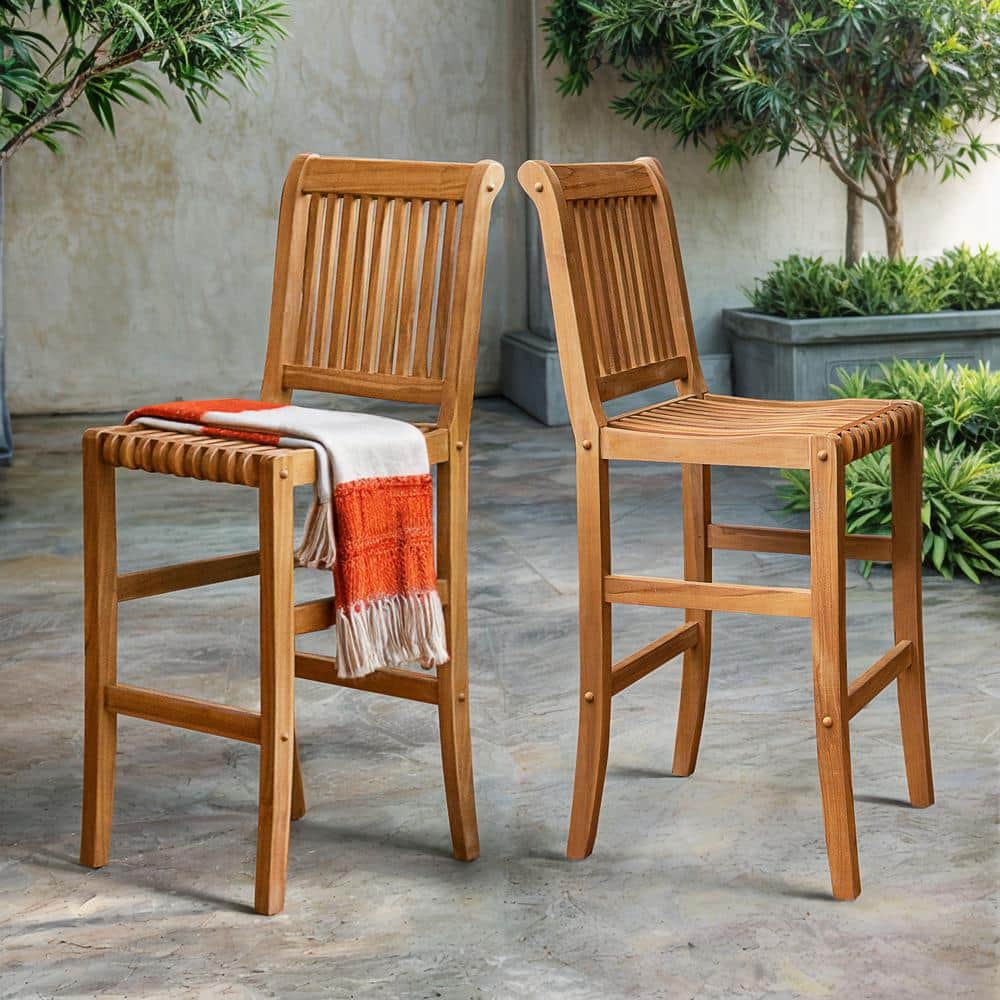 Cambridge Casual Gilmore 2-Piece Teak wood Outdoor Bar Stool Patio ...