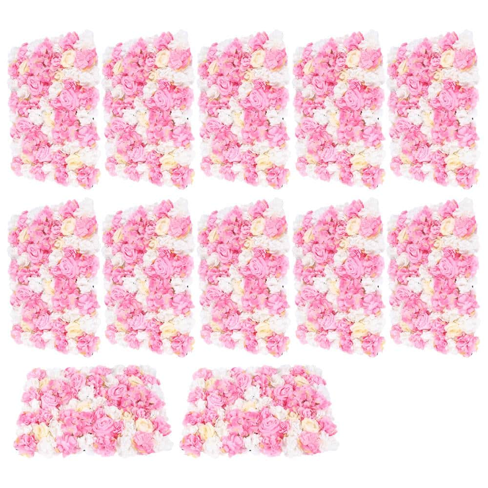 YIYIBYUS Pink and Yellow 23.6 in. x 15.7 in. Artificial Floral Wall ...
