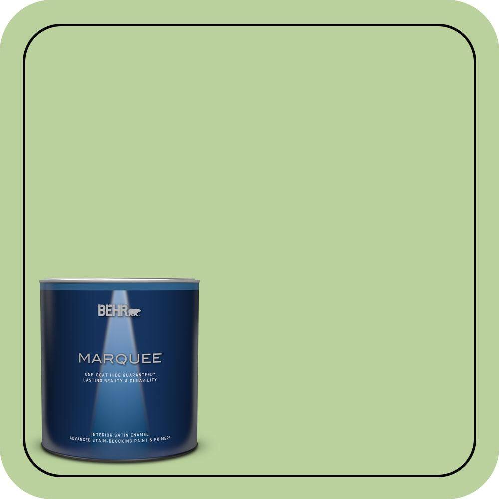 BEHR MARQUEE 1 qt. #P380-4 Four Leaf Clover Satin Enamel Interior Paint ...