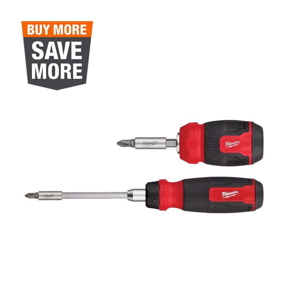 Milwaukee 14-in-1 Ratcheting Multi-Bit Screwdriver and 8-in-1 Compact ...