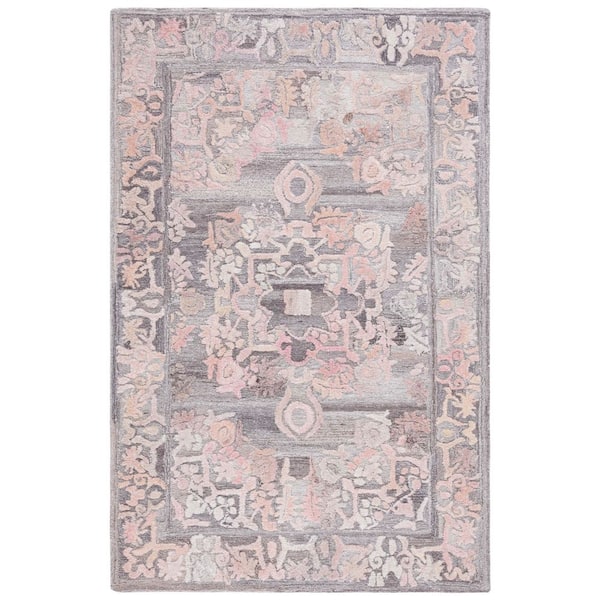 SAFAVIEH Marquee 5 ft. x 8 ft. Gray/Pink Abstract High-Low Area Rug ...