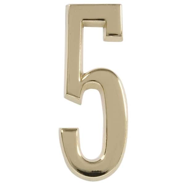 Distinctions 4 in. Brass Plated Number 5 843275 - The Home Depot