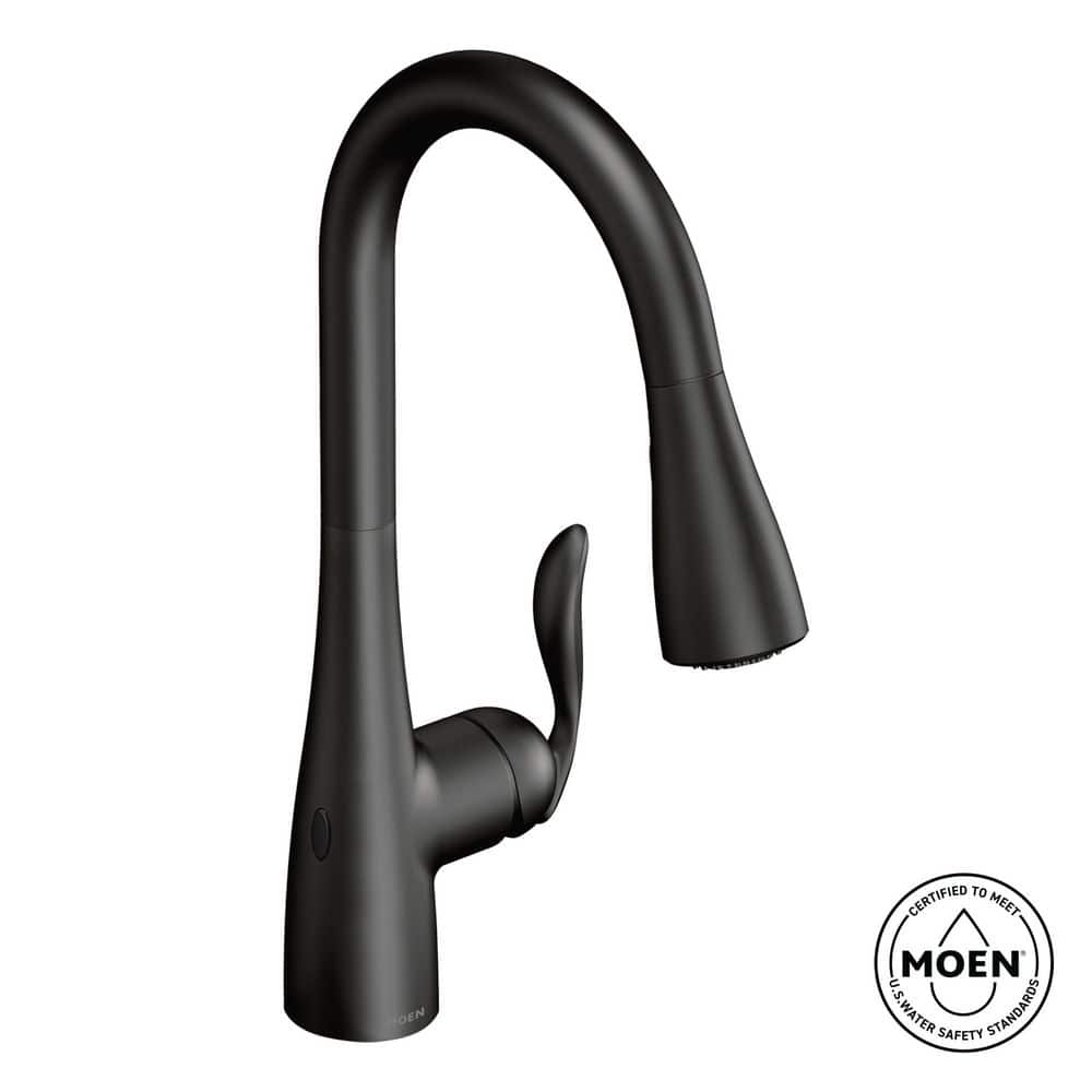 MOEN Arbor Matte Black 15.5 in. H Touchless Pull Down Sprayer Kitchen ...