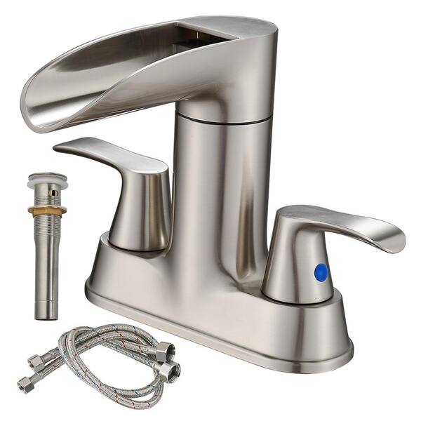 cobbe Rotatable 4 in. Centerset Double Bathroom Faucet with Drain kit ...