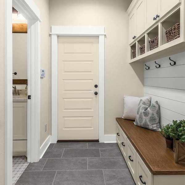 Glidden Premium 5 gal. PPG1085-2 Bone White Semi-Gloss Interior Latex ...