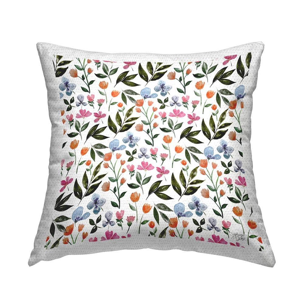Stupell Industries Fun Floral Sprigs Pattern Multi-Color Square Outdoor Throw Pillow plb-989_osq ...