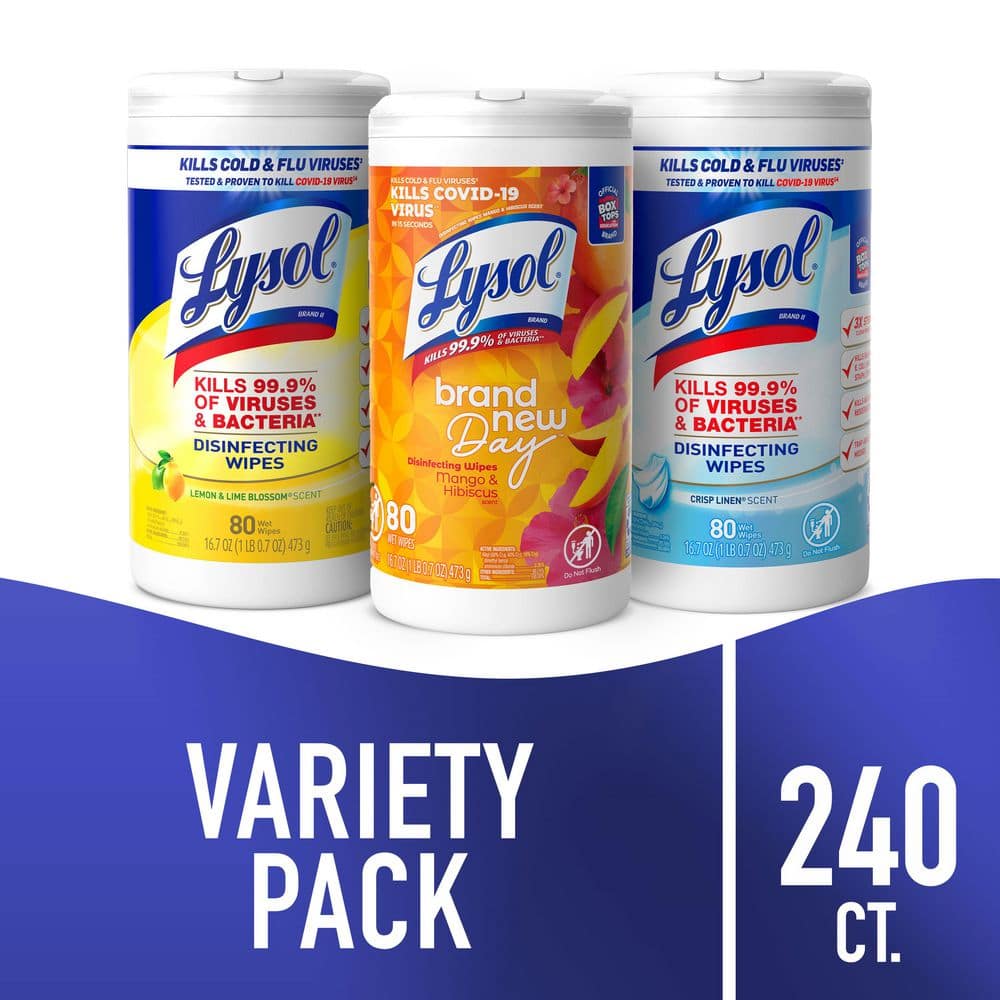 Lysol Disinfecting Wipes, Essential Cleaning Supplies, Multi-Scent ...
