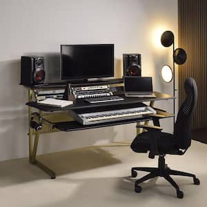 Acme Furniture Eleazar 40 in. Curve Natural Oak Metal Music Recording ...