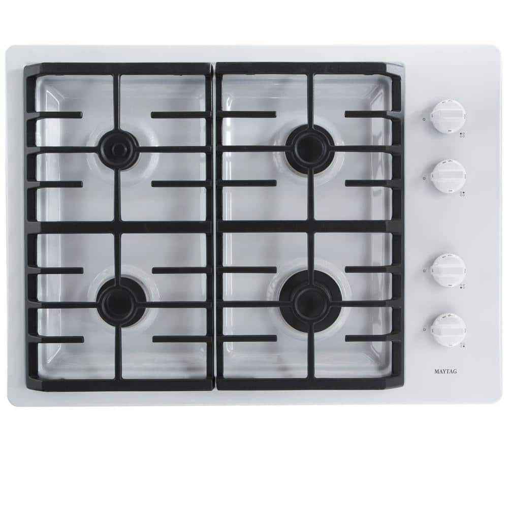 Maytag 30 in. Gas Cooktop in White with 4 Burners including Power Cook ...
