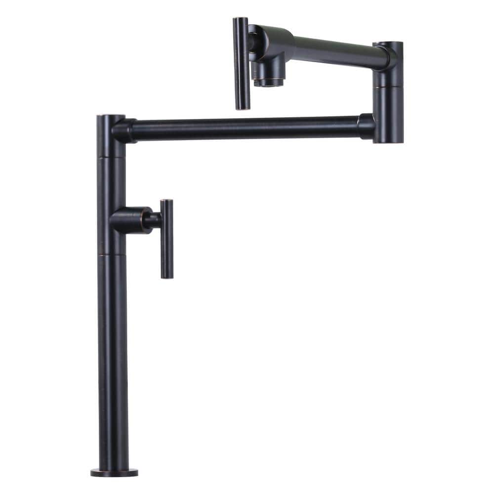 ARCORA Deck Mounted Pot Filler Kitchen Faucet with Double Handle in Oil ...
