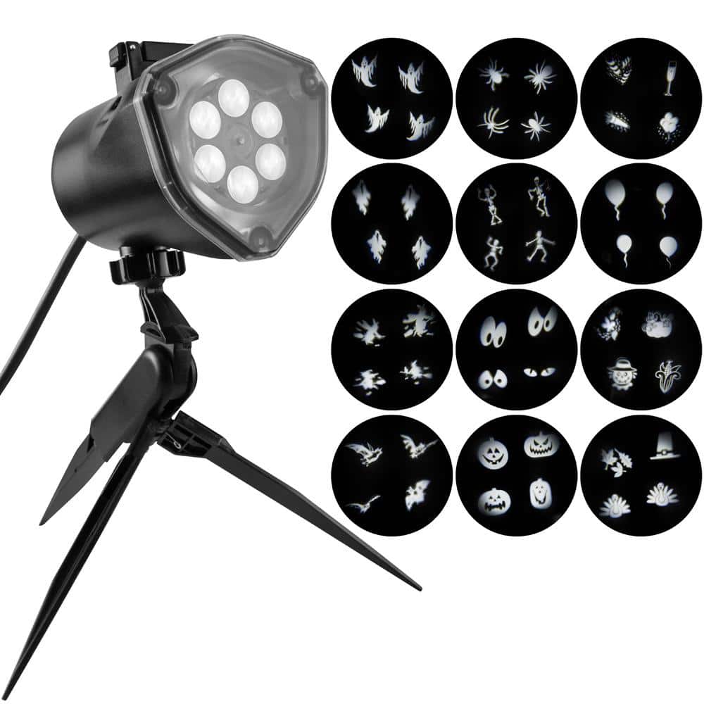 LightShow Projection 4-Bulb LED White Whirl-A-Motion Strobe Light Stake ...