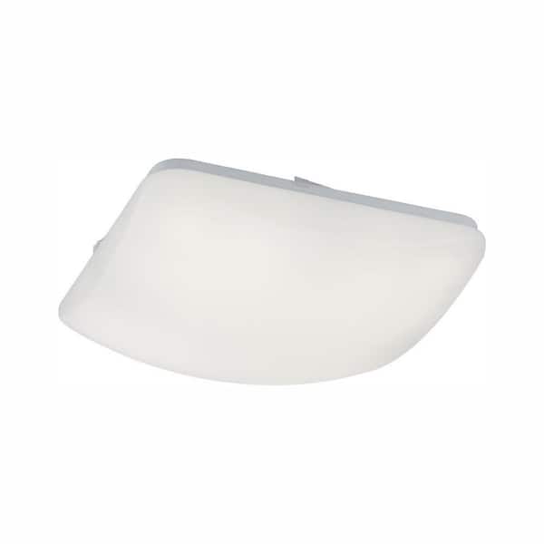 Commercial Electric 14 in. Low Profile White LED Square Puff Light ...