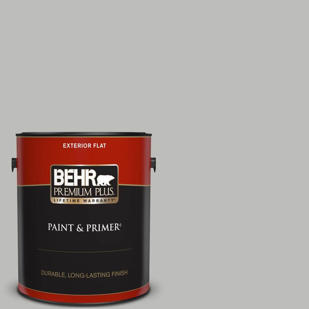 BEHR PREMIUM PLUS 1 gal. #PPU24-17 Hailstorm Gray Flat Exterior Paint ...